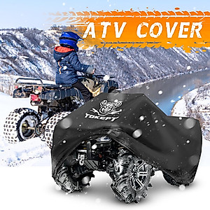 Tokept ATV Cover, Heavy Duty Black Waterproof Oxford Fabric Protective 4 Wheeler Quad Cover for 86" Kawasaki Honda Polaris Yamaha (86''L x 38''W x 42''H)