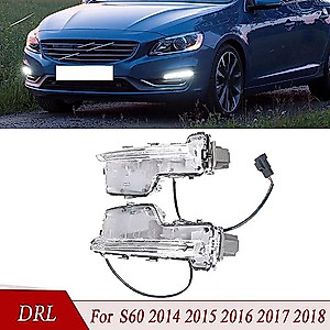 WOZIES 1Pair For Volvo S60 2014-2018 Front Fog Light Daytime Running Lights Corner Lamp 31434567 31434568