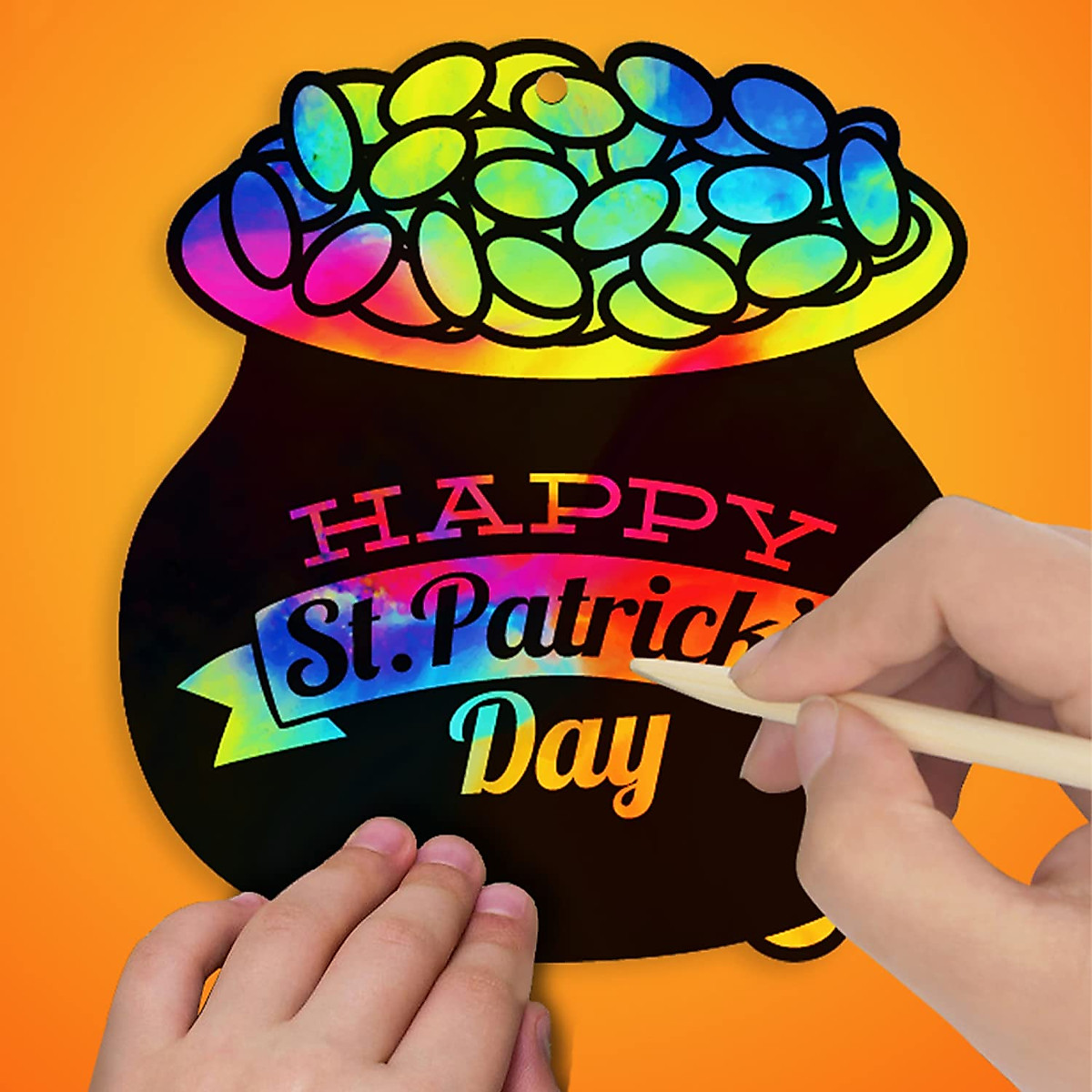 UJSGK St. Patrick's Day Scratch Paper Arts Crafts for Kids 12PCS Scratch Paper Art Set St Patrick Lucky Clover Green Scratch Off Cards Festivals Magic Rainbow Scratch Art Accessories