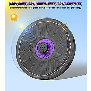 SZMP Solar Fountain 3.5W Bird Bath Fountains with Flower 2024 Upgraded Glass Panel, Solar Powered Water Fountain with 7 Nozzle & 4 Fixer, Solar Fountain Pump for Bird Bath, Garden, Pond, Pool (Black)