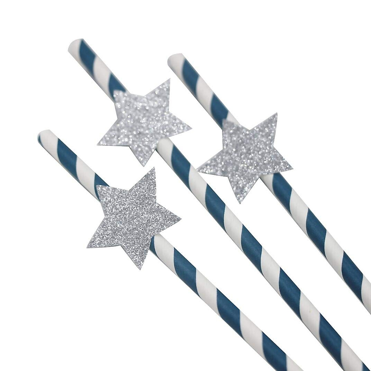 Mybbshower 1.5 inch Silver Glitter Adhesive Star Favors Stickers for New Year Star Decorations Envelope Seals Pack of 150