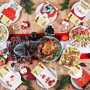 Zhanmai 48 Pcs Christmas Santa Claus Silverware Holders Xmas Utensil Holder Pockets Christmas Cutlery Holder Claus Tableware Holder Bags Knifes Forks Bag for Holiday Christmas Table Setting Decoration