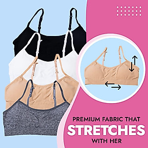 Popular Crop Cami Training Bras Pack for Girls. Seamless Bra Removable Padding Basics L