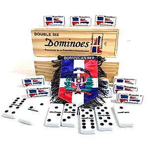 PRK 14 Dominican Rebulic Flag with Double six Domino Dominoes Game Tiles Domino Family Fun Gifts (Dominican)