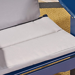 Christopher Knight Home 304628 Ocean Outdoor Acacia Wood Folding Adirondack Chairs with Cushions (Set of 2), Navy Blue and Gray