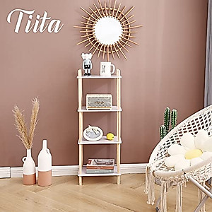 Tiita Corner Standing Shelf Bookshelf Unit - White Small Bookcase Multipurpose Rack Shelving Plant Stand Storageor Living Room Home Office