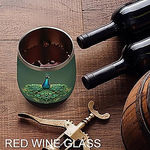 OPTKSNCU 304 Stainless Steel Insulated Cup with Lid, Peacock with Tassels Print Durable, And Easy to Clean – Ideal for Home, Office, And Gift Giving