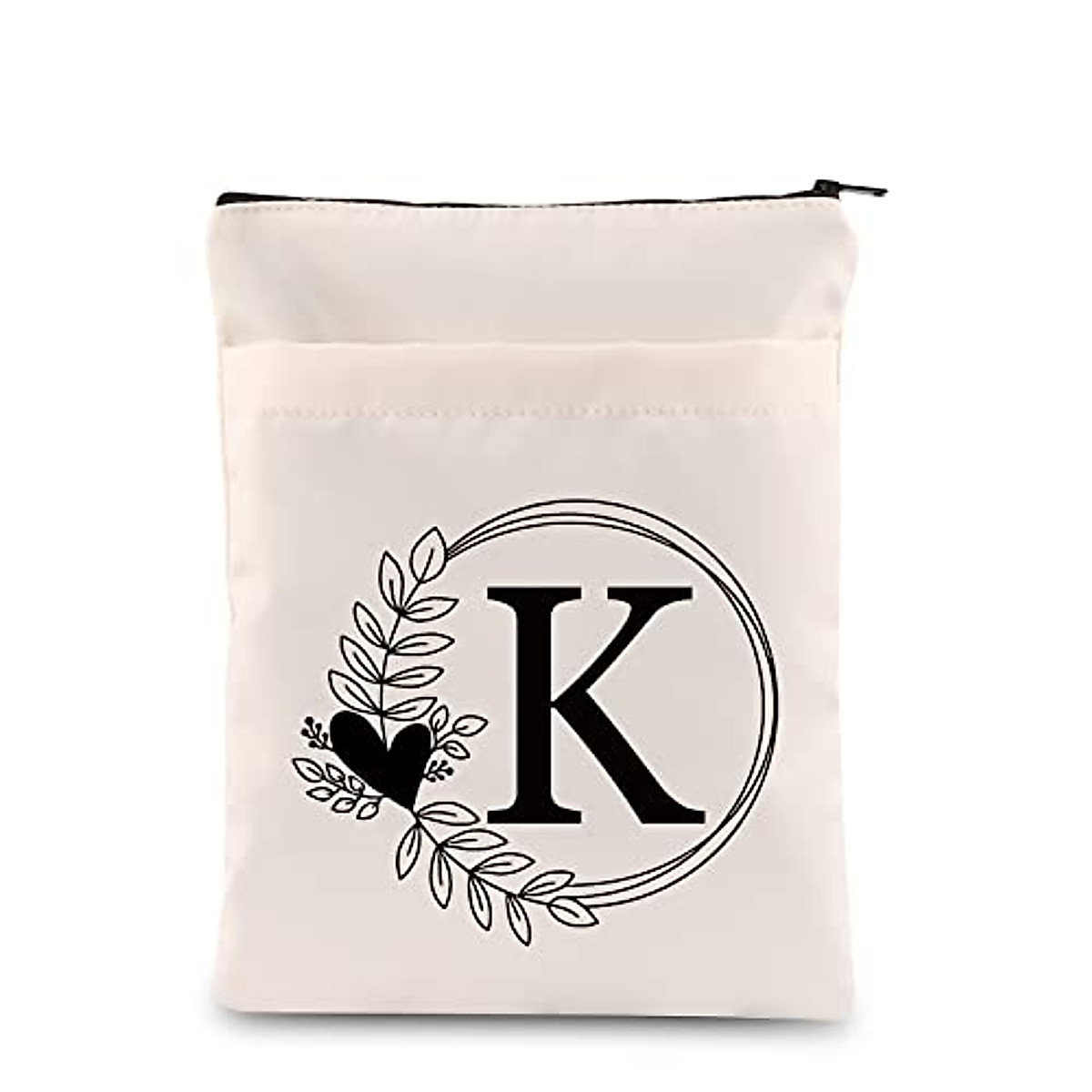 HOLLP Alphabet Book Cover A/C/J/K/M/Letter Initial Waterproof Zipper PouchInitial English Book Sleeve(K-Book Sleeve)