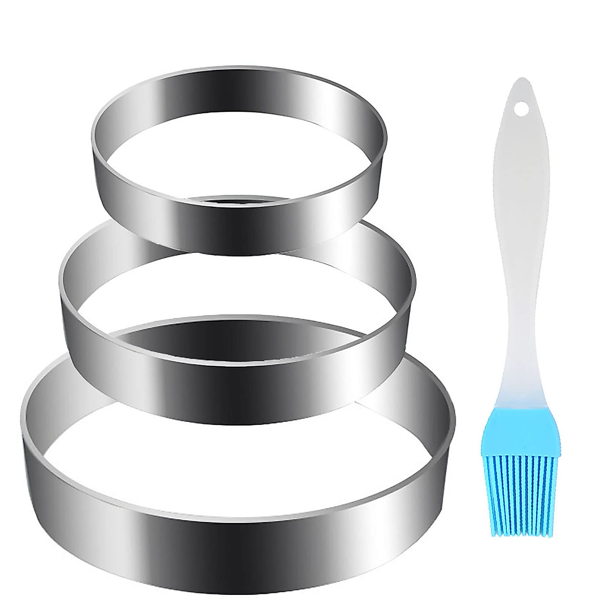 Stainless Steel Cooking Rings Molds 3.15”Egg Ring 6”Pancake Ring 8”Omelet Ring Nonstick Cooking Rings Egg Cooking Rings for Griddle Frying Eggs Pancake Omelette Muffins Sandwiches Waffles Breakfast