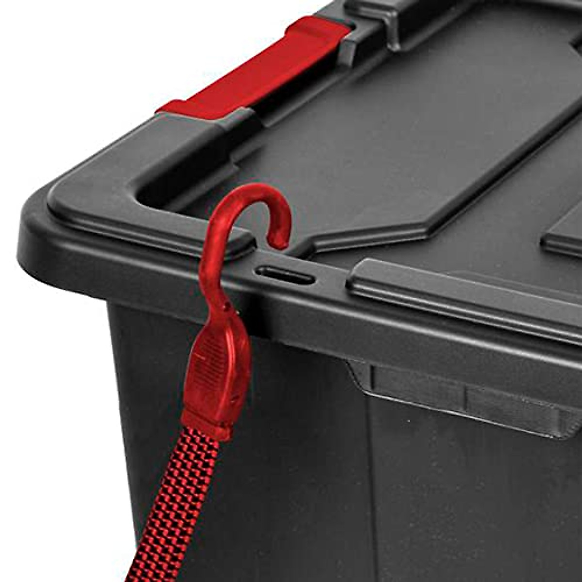 Sterilite 15 Gal Industrial Tote, Stackable Storage Bin with Latching Lid, Plastic Container with Heavy Duty Latches, Black Base and Lid, 12-Pack