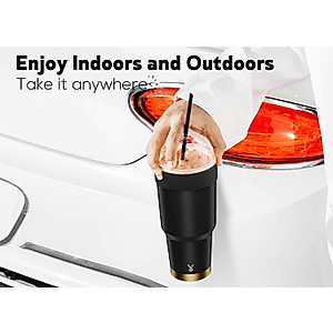 Meoky Double Wall Stainless Steel Iced Coffee Sleeve Reusable, One Size Fits All Coffee Sleeve for Starbucks, Dunkin Donuts, McDonalds (16-24oz, Midnight)