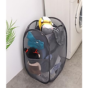 Ycsxhandpick Laundry Hamper Black Mesh Pop Up Dirty Clothes Hamper Portable Collapsible Clothes Baskets