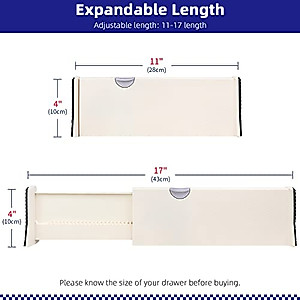 ZNCMRR Drawer Organizer 6 Pack Dresser Drawer Organizers 4”High Expandable from 11-17 Inches, Drawer Dividers for Clothes, Dresser, Closet, Drawer, Office, Kitchen Storage