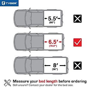 Tyger Auto T1 Soft Roll Up Truck Bed Tonneau Cover Compatible with 2004-2008 Ford F-150; 2005-2008 Lincoln Mark LT | Styleside 6.5' Bed (78") | TG-BC1F9020 , Black