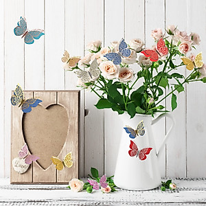 LOMIMOS 36Pcs 3D Gold Butterfly Wall Decor,3 Sizes,Wall Cake Sticker Decal for Party Room Classroom Wedding Gift DIY