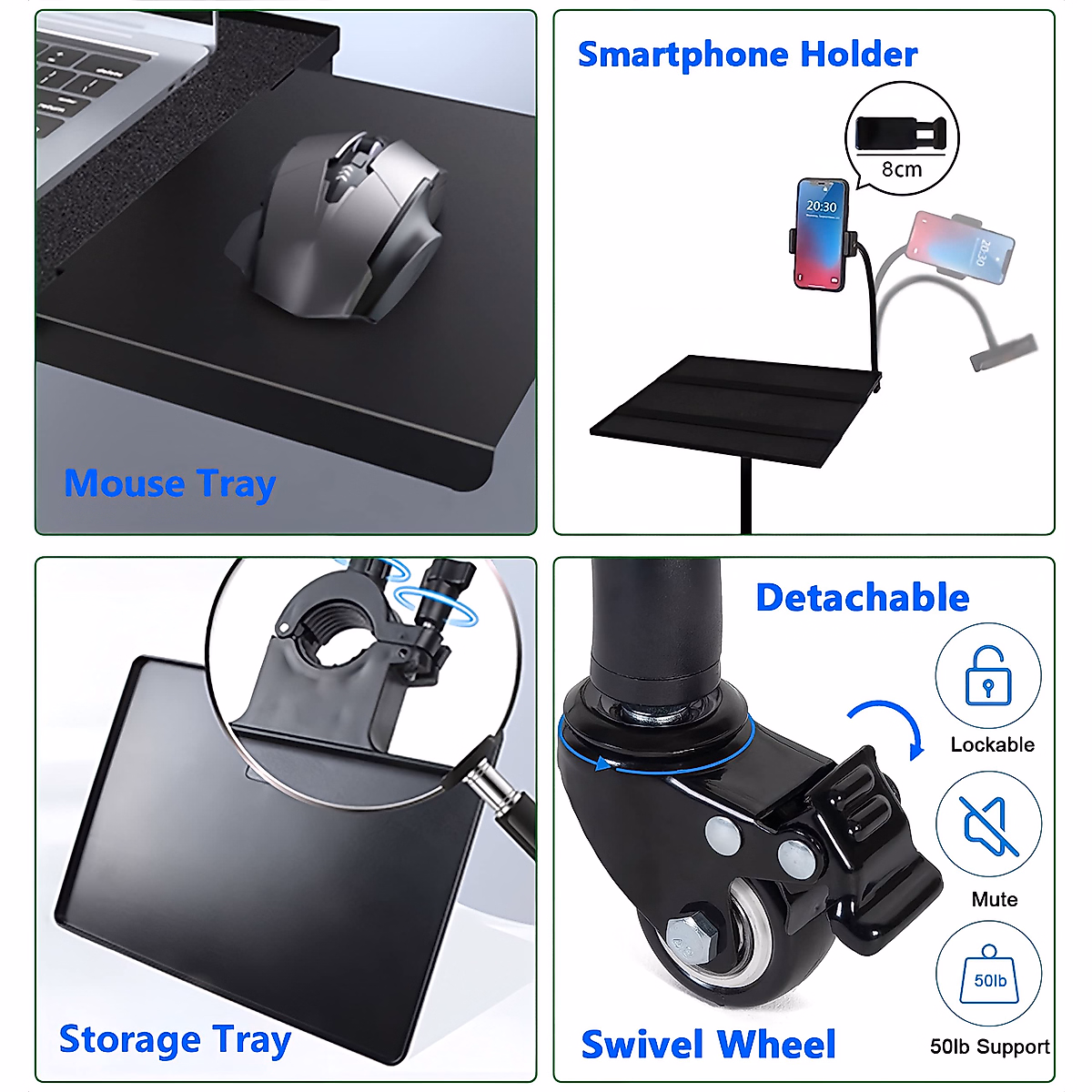 Asltoy Projector Tripod Stand with Wheels Adjustable Height Laptop Tripod Stand Treadmill Laptop Stand with 2 Shelves Mouse Tray Phone Holder Projector Tripod Music Stand Office Home Portable Laptop Floor Stand