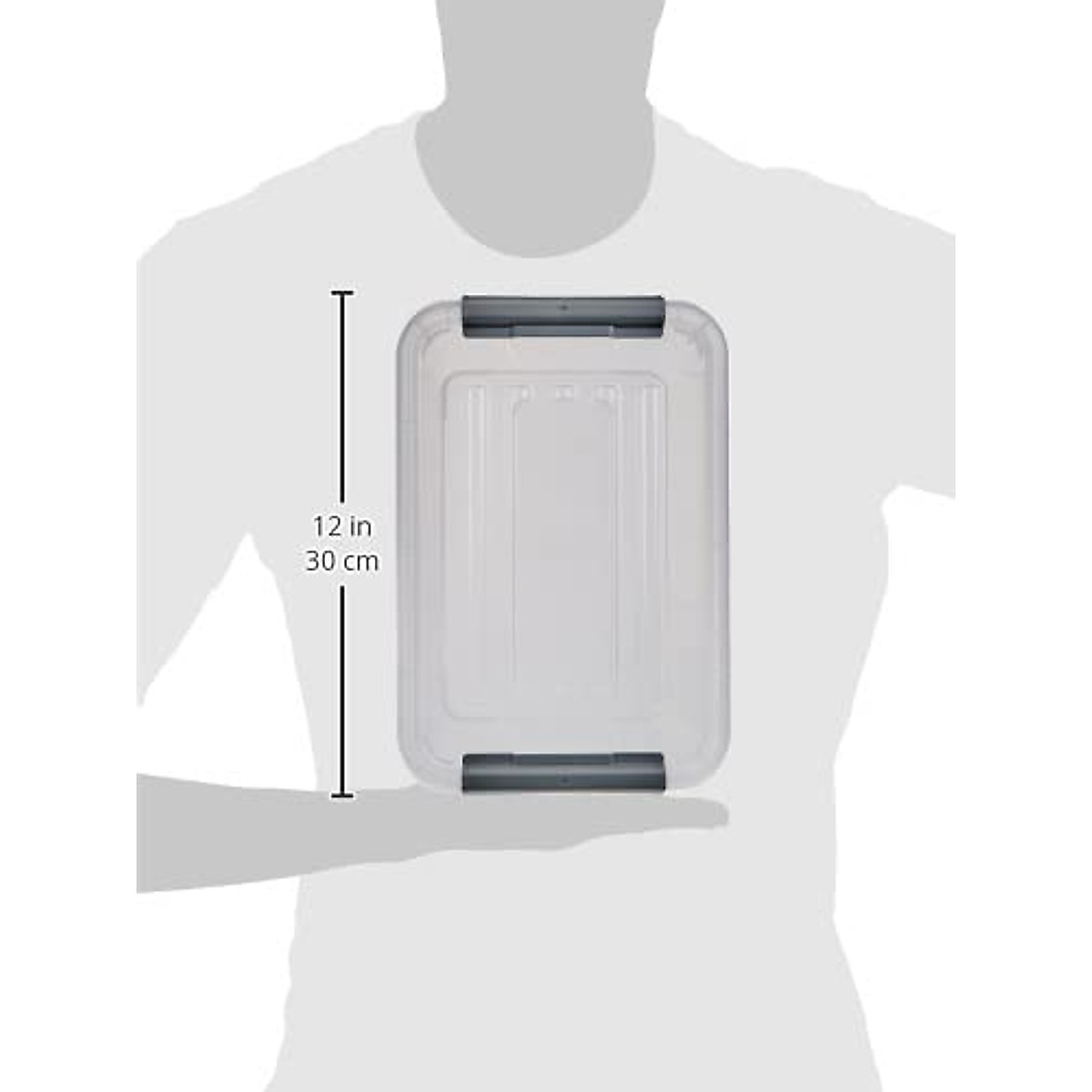 Curver Storage Box Handy Plus with lid 6L in Transparent/Silver, 29.5 x 19.5 x 14 cm