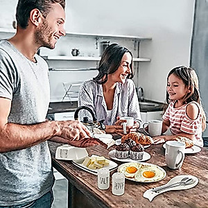 Ceramic Butter Dish with Lid Butter Knife, Spoon Rest, Salt and Pepper Shakers 5 in 1 Set, Gifts for Cooking Lovers, Food Safe, Ceramic, Snack Time, Rust-Free, White