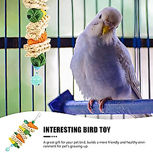 LUOZZY Bird Toys for Parakeets Funny Bird Chew Toys Wooden Natural Corn Carrot Bird Parrot Foraging Hanging Toys for Small Parrots Parakeets Conures Cockatiels