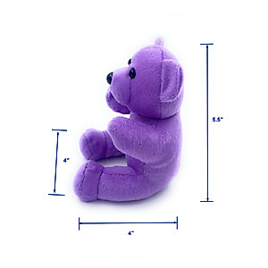 Animal Phone Holder for Desks Plush Teddy Bear Smart Phone Stand Purple Bear Toy 5.5” Cute iPhone Holder for Girls Stuffed Animal Mini Lavender Bear Gift