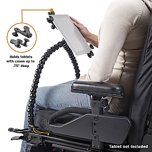 MOGO ModularHose Tablet Holder with Heavy Duty Spring Clamp (Opens to 2"), Compatible with Tablets and Cases up to 14.25" (iPad, iPad Air, iPad Pro 11, Samsung Tab, Microsoft Surface), Dual 18" Arms