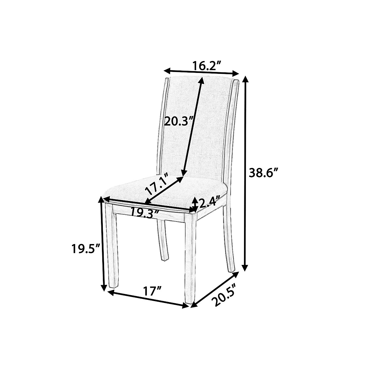 Tiophome Set of 4, Full Back Set with Upholstered, Farmhouse Dining Chairs with Solid Wood Frame and Legs,White+Cushion Beige
