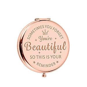 XPENMULBOJA Inspirational Gift for Women Female Compact Mirror for Daughter Mom Motivational Birthday Gift Pocket Makeup Mirror for Her Girls Friends Graduation Christmas Wedding Gift