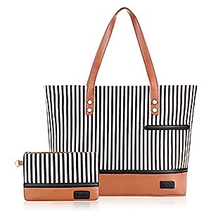 Laptop Tote Bag for Women Large Canvas Womens Briefcase Waterproof Computer Bag Work Bags for Women Fits 15.6 inch Laptop (Brown)
