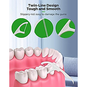 Twin-Line Dental Floss Picks High Toughness Toothpicks Sticks with Portable Cases 250Pcs