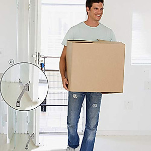 4 Pack Kickdown Door Stop, Heavy Duty Door Stopper with Rubber Tip and Spring Lever, Adjustable, Easy to Set Down and Release