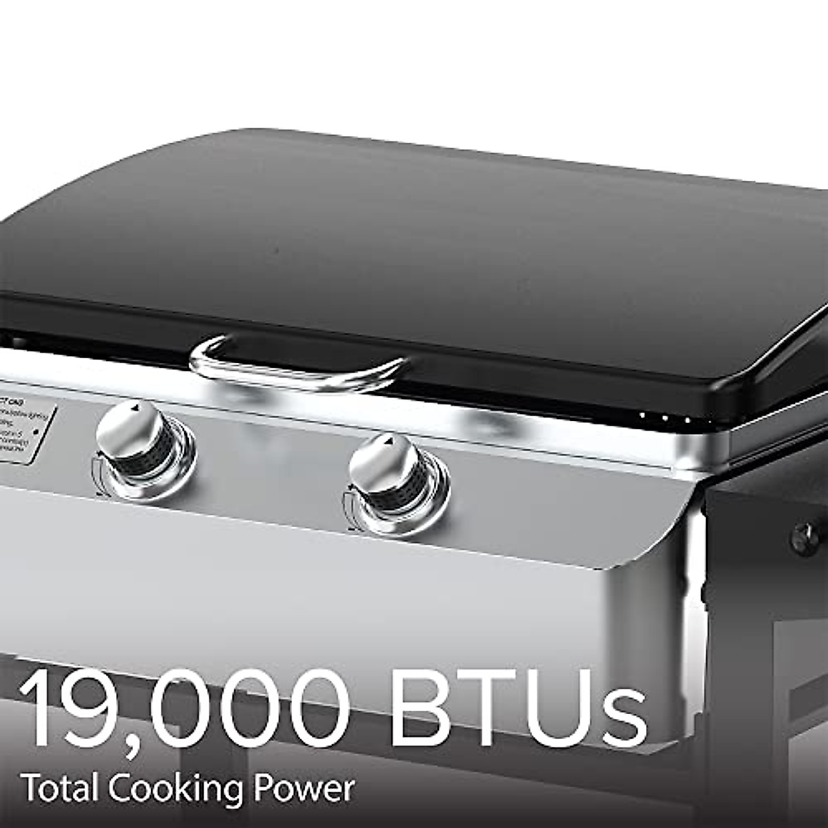 Nexgrill Outdoor Cooking 2 Burner Propane Griddle Grill, 21.65" x 15" 323sq.in Portable Gas Griddle grill, Flat Top for Camping, Patio, Cart with Wheel, Side Shelves with Hooks, Black and Silver