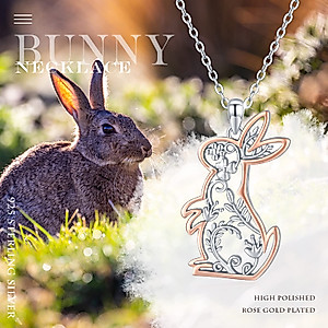 OHAYOO Rabbit Necklace for Women Cute Bunny Animal Necklace 925 Sterling Silver Jewelry Gifts for Women (A1-Bunny Secret Garden)