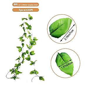 Umefly 3pcs 24 Feet Artificial Hanging Plants Fake Leaves Foliage Flowers Fake Ivy Plant Vine Greenery Garlands for Home Garden Wedding Garland Indoor Outside Decoration