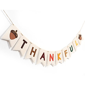 Thankful Felt Banner - Autumn Holiday Party Decorations, Fall Wall Fireplace Hanging Banner, Thankful Garland Photo Props, Fall Thankful Home Decorations (Thankful Felt Banner)