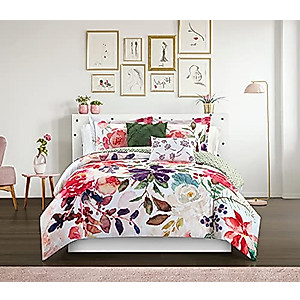 Chic Home Philia 5 Piece Reversible Comforter Set Floral Watercolor Design Bedding-Decorative Pillows Shams Included, King, Multi Color