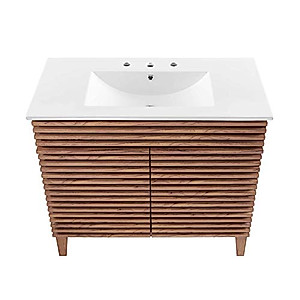 Modway Render 36" Bathroom Vanity in Walnut White