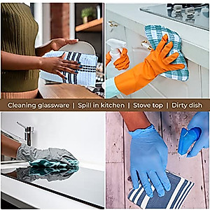 Urban Villa Cotton Dish Cloth Set of 8, Waffle Kitchen Cloth Highly Absorbent Super Soft 12x12 Inch Dish Cloths for Kitchen Cleaning & Drying Dishes Mitered Corner Dish Towels - Blue Solid