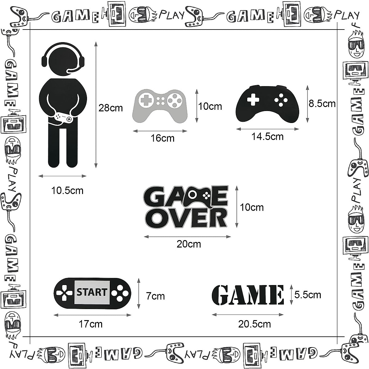 Gamer Room Decor Gaming Wall Decals Sticker Gamer Decals Boys Room Decals Video Game Decor Eat Sleep Game Wall Decal for Gamer Bedroom Playroom Decorations (Classic Style)