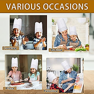 24 Pack Paper Chef Hat White Disposable Chefs hat for Kids Men Women Cooking Baking Kitchen Restaurants Adjustable (Max 25in)