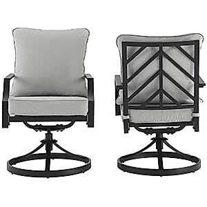 Crosley Furniture Otto 2-Piece Swivel Outdoor Chair Set, Dining Patio Chairs for Deck, Backyard, Matte Black with Gray Cushions