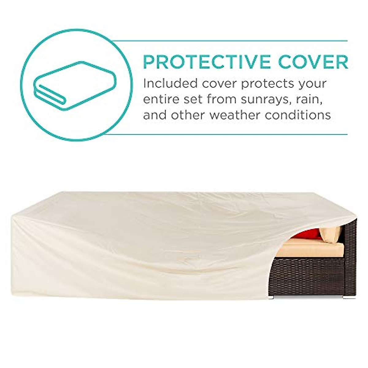 Best Choice Products 7-Piece Modular Outdoor Sectional Wicker Patio Furniture Conversation Sofa Set w/ 6 Chairs, 2 Pillows, Seat Clips, Coffee Table, Cover Included - Brown/Tan