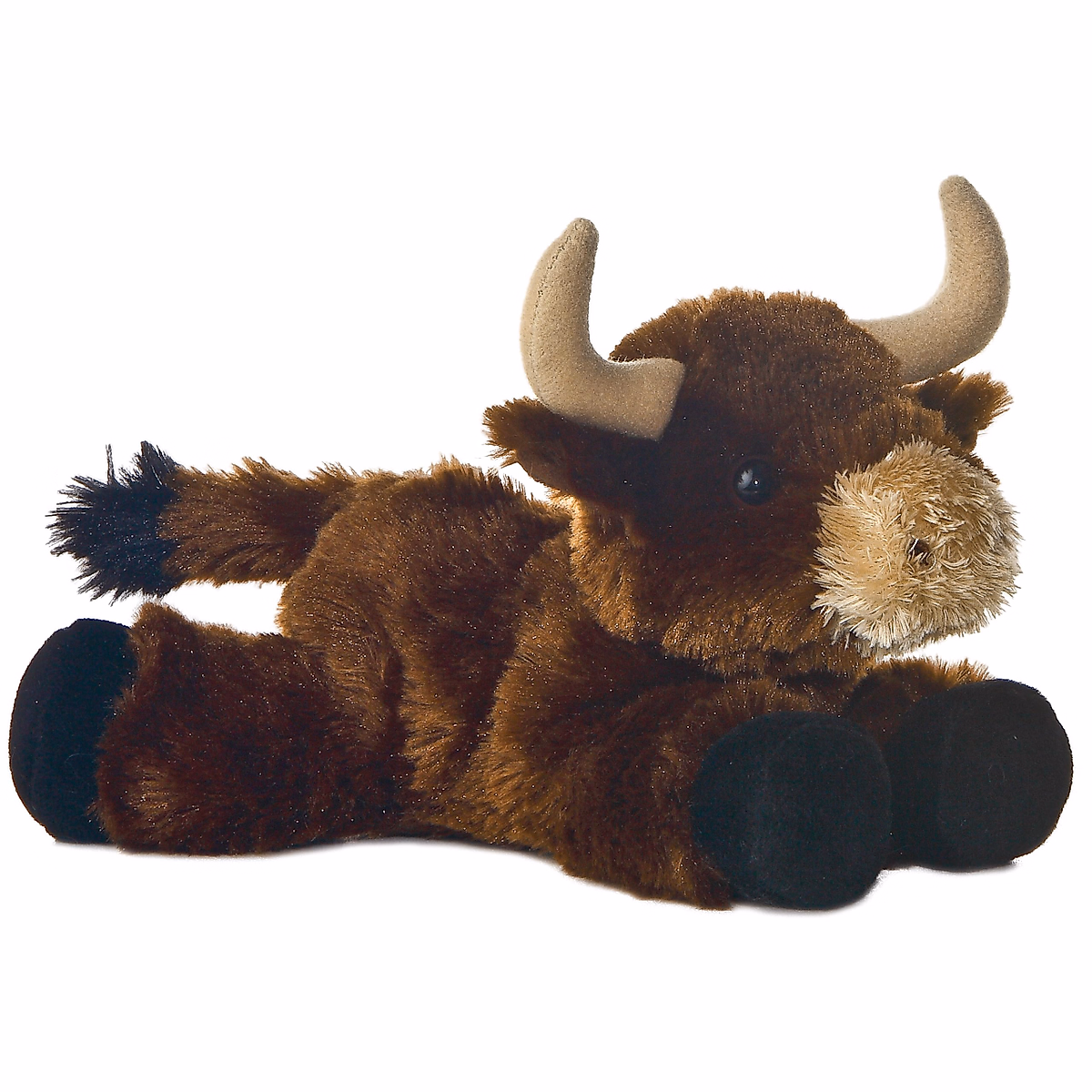 Aurora® Adorable Mini Flopsie™ Brown Toro Stuffed Animal - Playful Ease - Timeless Companions - Brown 8 Inches