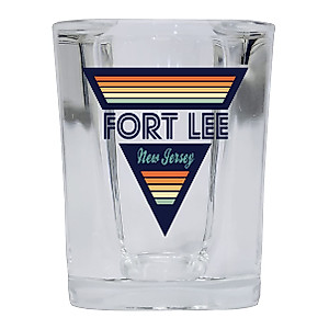 R and R Imports Fort Lee New Jersey 2 Ounce Square Base Liquor Shot Glass Retro Design