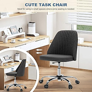 Office Chair, Desk Chair, Small Desk chairs with wheels Cute Vanity Swivel Chair with Back Mid Century Modern Armless Home Office Desk Chairs Task Chair for Bedrooms, Office, Dressing Room, Study