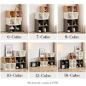 Cmishe Cube Shelf Bookcase, 2 Cube Storage Organizer, Stackable Modular Book Shelf for Bedroom, Living Room, Office, Closet