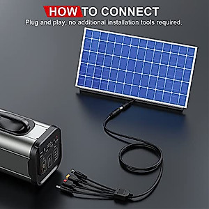 ELECTOP DC 8mm to 4X Adapter Connector Parallel Cable 14AWG Solar Charge Cable Compatible with Anderson XT60 DC 5.5mm DC 8mm Connector Port Adapter for Portable Power Station Solar Generator