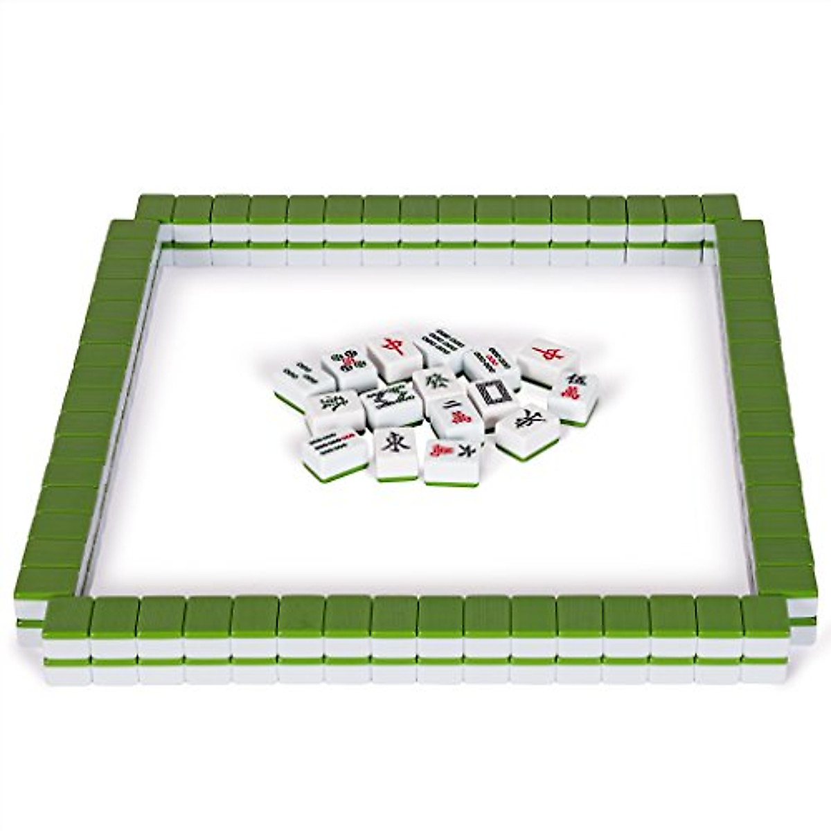 Yellow Mountain Imports Professional Chinese Mahjong Game Set, Double Happiness (Green) with 146 Medium Size Tiles - for Chinese Style Game Play [專業中式麻將]