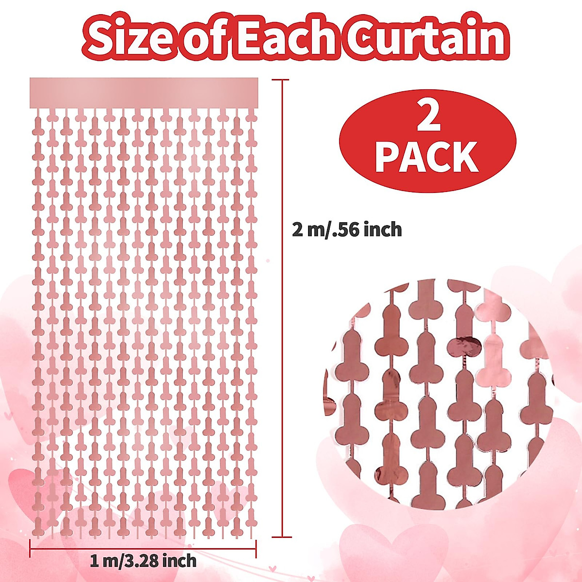 2 Pack 3.3ft x 6.6ft Metallic Foil Fringe Curtain for Bachelorette Party Decorations Supplies, Shiny Tinsel Curtains Streamers Photo Booth Props for Bridal Shower Hen Parties Girls Night Out