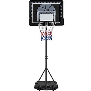Topeakmart Portable Basketball Hoop System Free Standing Basketaball Goal Set 7.7ft-8.7ft Baskatball Net Stand with 32'' PE Backboard & Fillable Base