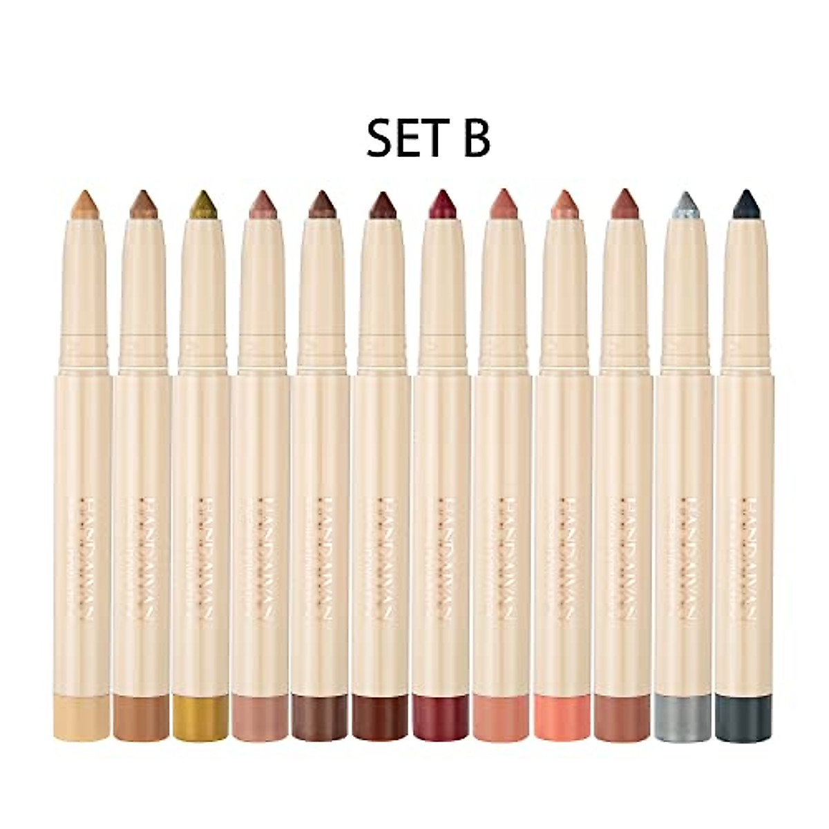 BestLand 12 Pcs Cream Eyeshadow Stick Set Matte Shimmer Rainbow Earth Colors Highly Pigmented Long Lasting Waterproof Eye Shadow stick Eye Liner Makeup with Pencil Sharpener (Set B)